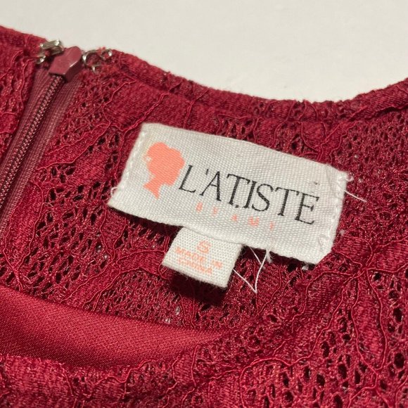 Latiste Dresses Latiste Floral Lace Aline Dress S By Amy Burgundy
